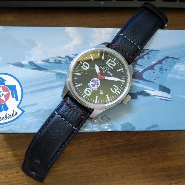 SOLD Air Blue USAF Thunderbirds Pilot Watch, Miyota 9015, Sapphire ...