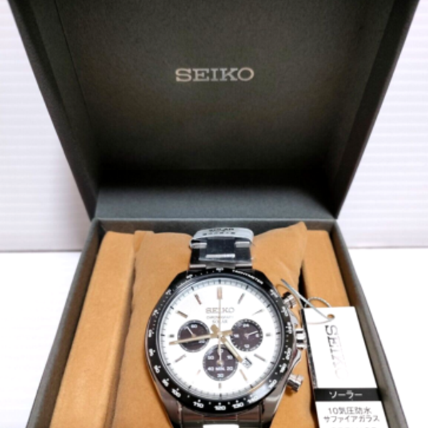 SEIKO Selection SBPY165 Solar Panda Chronograph Men's Watch White Black ...