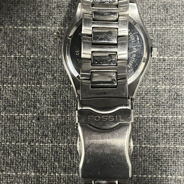 Fossil Blue Oval Grey Dial Water Resist Metal Band Quartz Mens Watch ...