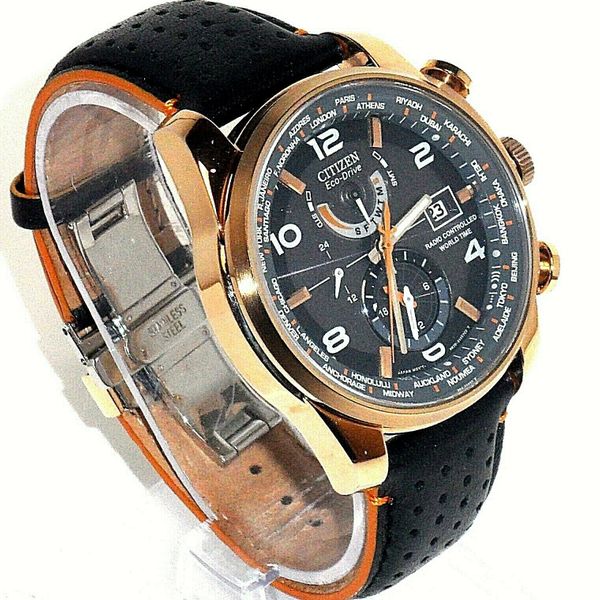 CITIZEN MEN'S $550 ECO-DRIVE ATOMIC WORLD TIME CHRONOGRAPH WATCH AT9013 ...