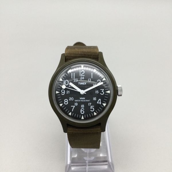 Vintage Timex Camper MacGyver Military Watch Men 35mm Green Manual Wind ...