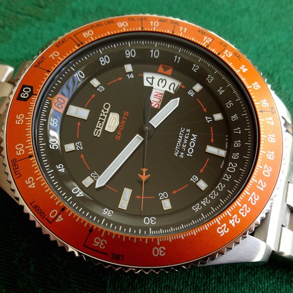 FS: SEIKO 5 SPORTS PILOT AUTOMATIC ORANGE BEZEL - EXCELLENT! | WatchCharts