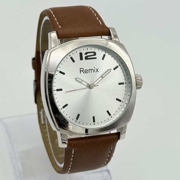 Men's REMIX Fossil Classic All Steel Silver Tone Watch, Brown Band ...