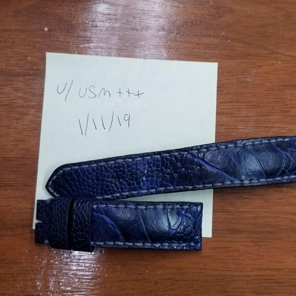 [WTS] Aaron Bespoke Ostrich-Leg Strap. Blue | WatchCharts