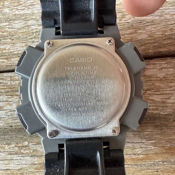 Casio Telememo 30 Watch Men 48mm Black Tone Digital 5479 World Time ...