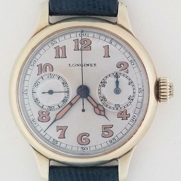 Longines 14K Gold Single Pusher Chronograph 13.33Z Movement from 1920's ...