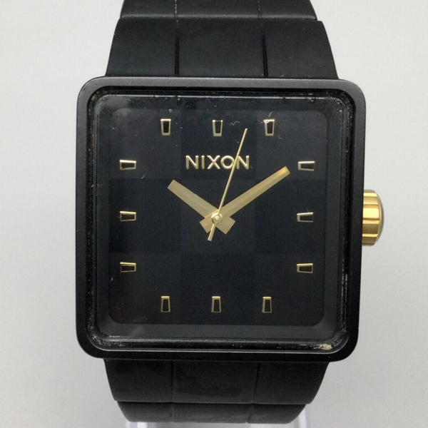 Nixon The Quatro Watch Men Black Square Dial 100M Stainless New Battery ...