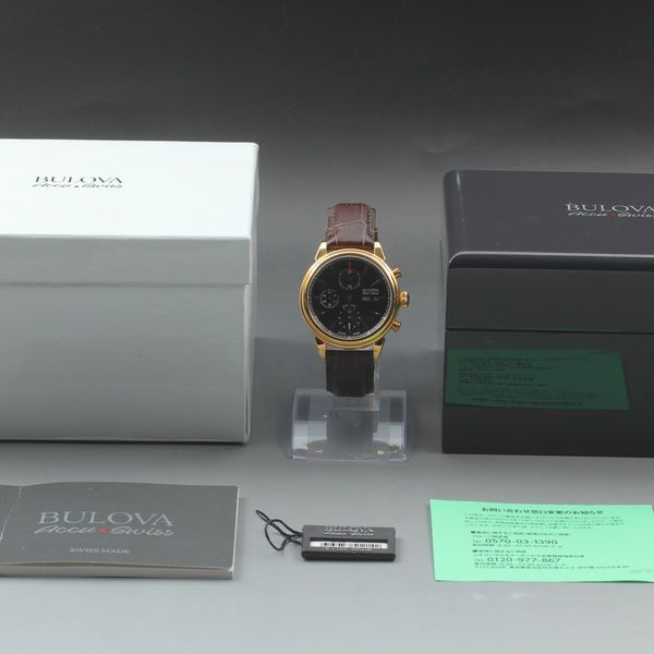 [N MINT w/ BOX] BULOVA ACCU SWISS Chronograph 64C105 Automatic Men's ...