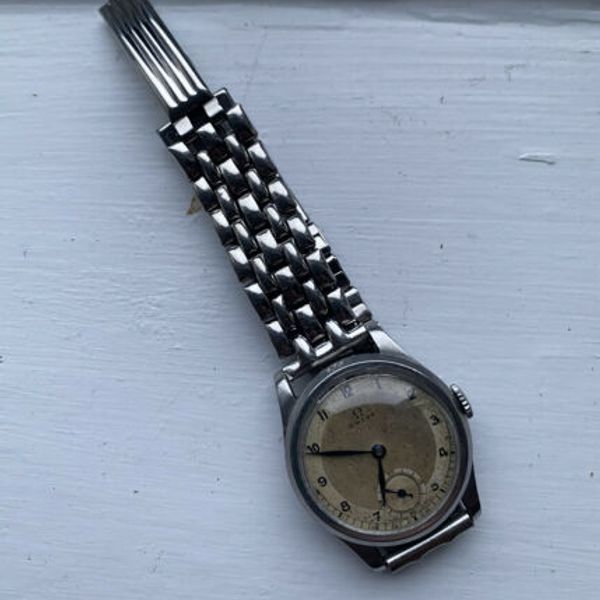 Omega 30s Vintage Calatrava-style Watch 2 Tone Dial Runs Manual Wind ...