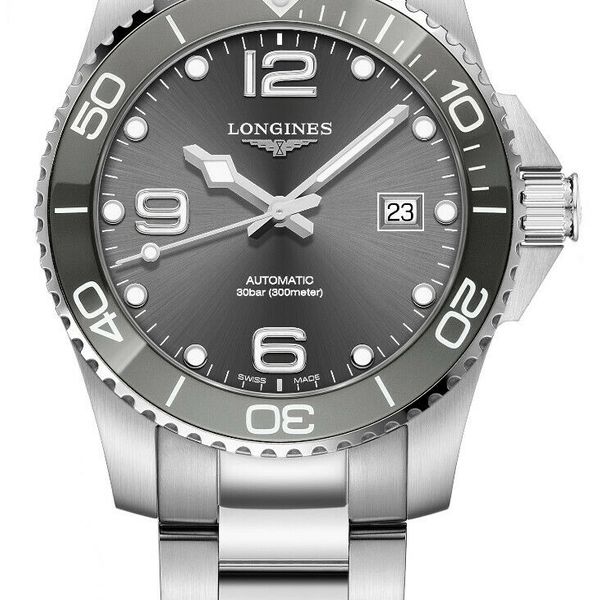 Longines Hydroconquest Ceramic Bezel 41mm Grey Steel Rubber Watch ...