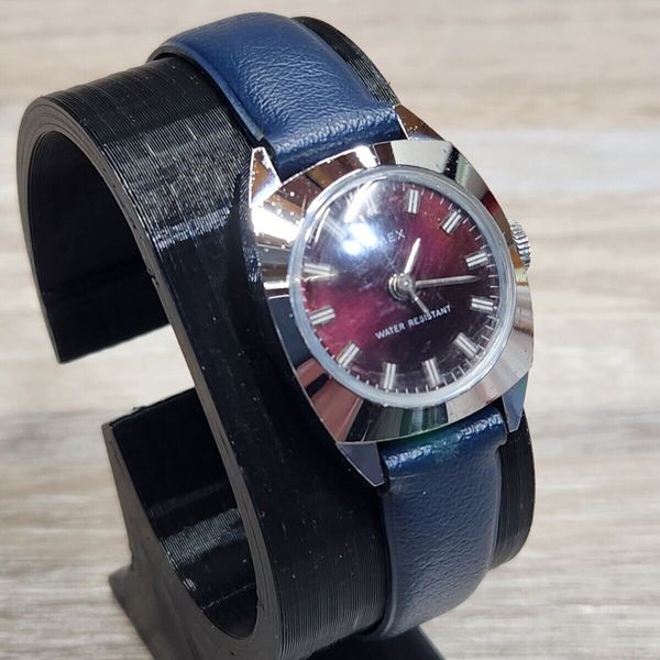 Timex Mechanical Vintage Red Dial Blue Band Ladies Watch, Working 70's ...