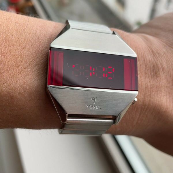 NEW YEMA LED Silver watch, never worn, full set, YMHF1575-AM, hard to ...
