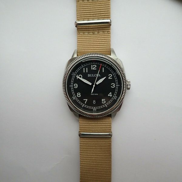 Bulova 262KHz Military Type Watch 96B230 Boxed Tag Manuel Two Natos NEW ...