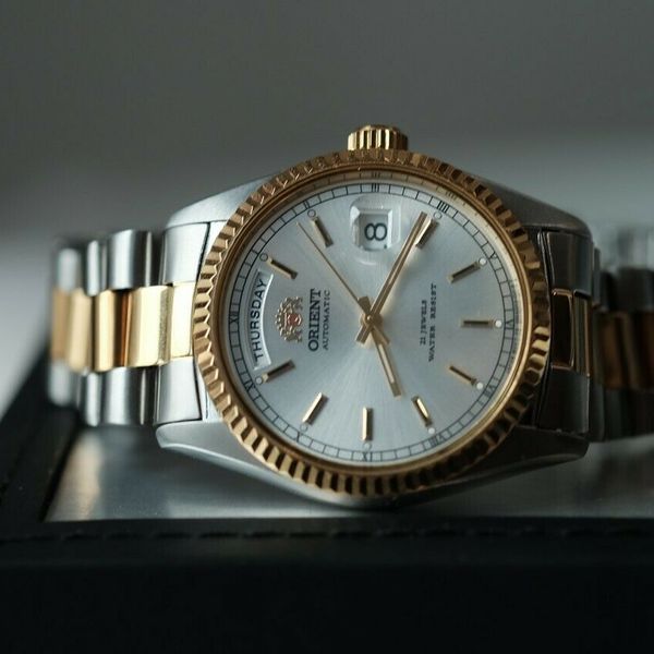 Orient Oyster President Day Date 36mm Two Tone - Silver dial - Mint ...