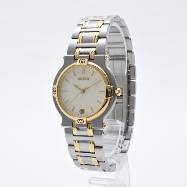 ã TOP MINTã Gucci 9000M Cream Dial QZ 30M Men's Watch Vintage With Box ...