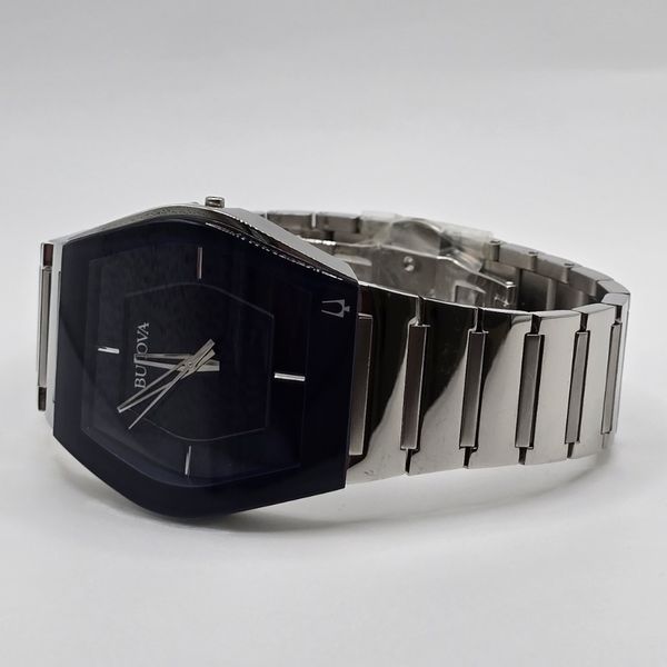 Bulova 96A258 Gemini Blue Dial Tonneau-Shaped Men's Stainless Steel ...