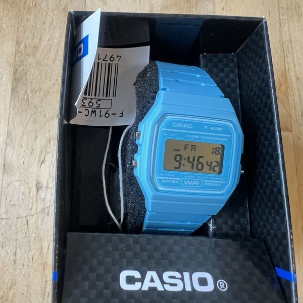 Casio Digital Retro F-91WC Turquoise Watch | WatchCharts Marketplace