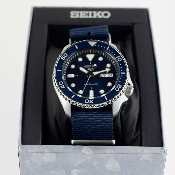Seiko 5 Sports Automatic Blue Dial with Blue NATO Strap Men's Watch ...