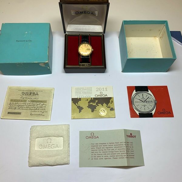 RARE OMEGA SEAMASTER DEVILLE WITH TIFFANY & CO. DIAL, 14K "FULL SET ...
