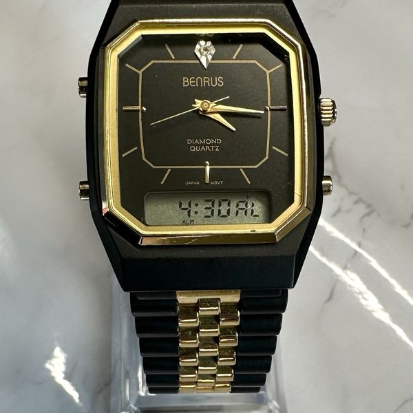 Vintage Benrus Diamond Ana-Digi Chrono-Alarm Quartz Watch-Japan ...