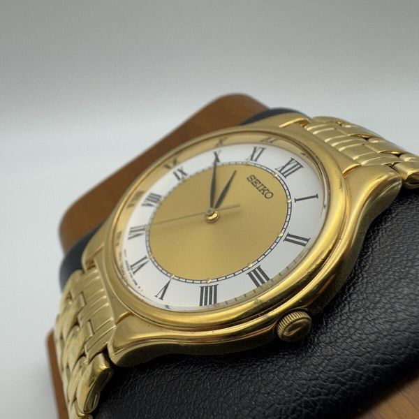 Vintage Seiko Mans Quartz Watch Mod V701-1Y70 Gold Tone Stainless Band New Batt | WatchCharts ...
