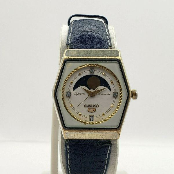 Ultra Rare Vintage Seiko 5 Automatic Moon Phase 6347_5010 Wrist Watch ...