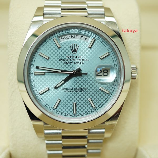 FSOT:Rolex 228206 PLATINUM DAY DATE ICE BLUE DIAGONAL MOTIF DIAL 40MM ...