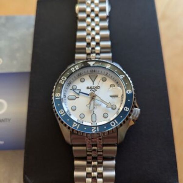 Seiko 5 Sports 42.5mm Automatic GMT Steel Band White Diak SSK033 (Pre ...