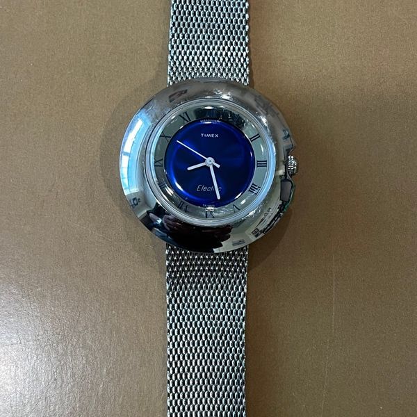 Vintage Timex Electric Ladies Watch Silver with Blue Face - Working ...