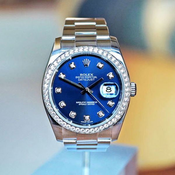 FS ROLEX Datejust 36 Blue Dial Diomand Markers & Bezel 36mm GORGEOUS ...