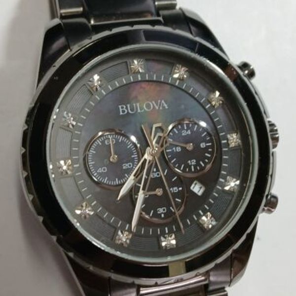 Bulova Chrono Stainless St Mother of Pearl Dial GREY Watch Excellent ...