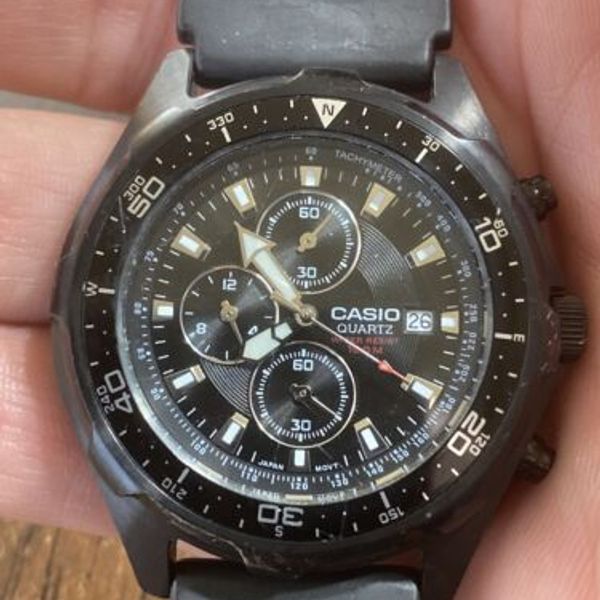 Men's Casio 2328 AMW-330 Black Dive Chronograph Analog Watch New ...