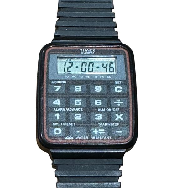 Vintage 1989 Timex Calculator Digital Quartz Watch Black And Red Tested ...