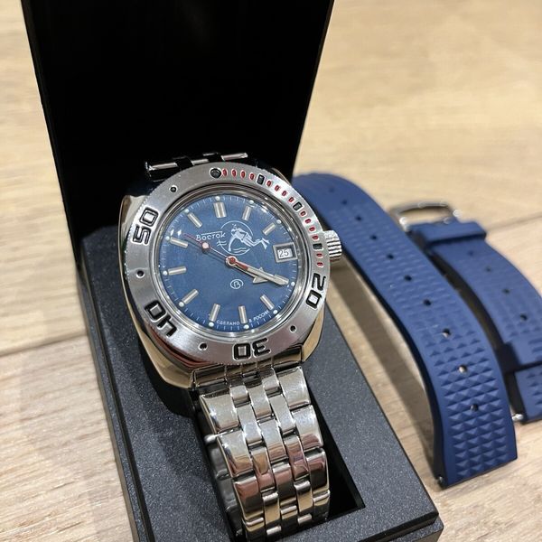 Mens Vostok Amphibia Blue Dial Automatic Watch SCUBA DUDE (20 ATM ...