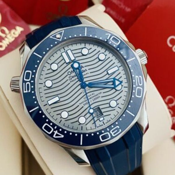 Omega Seamaster Co-Axial 42mm Watch Silver Dial Blue Ceramic Bezel ...