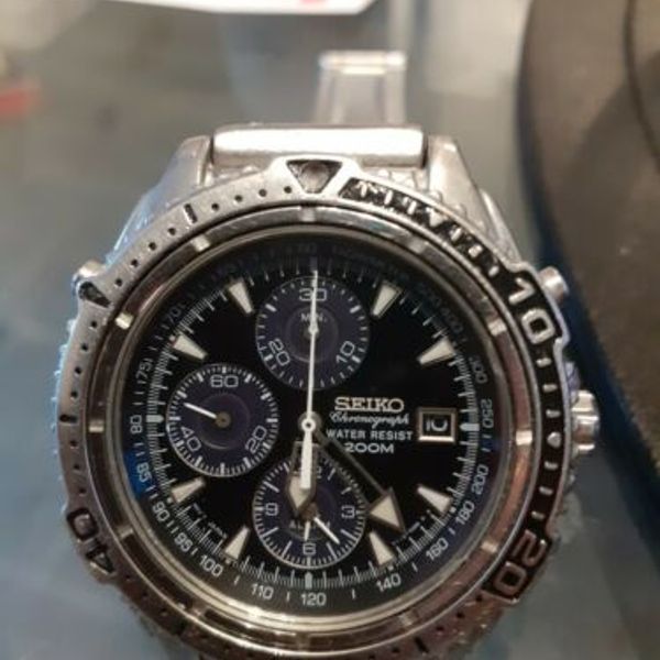 VINTAGE SEIKO 7T32 7E49 CHRONOGRAPH ALARM WATCH SAPPHLEX CRYSTAL ...