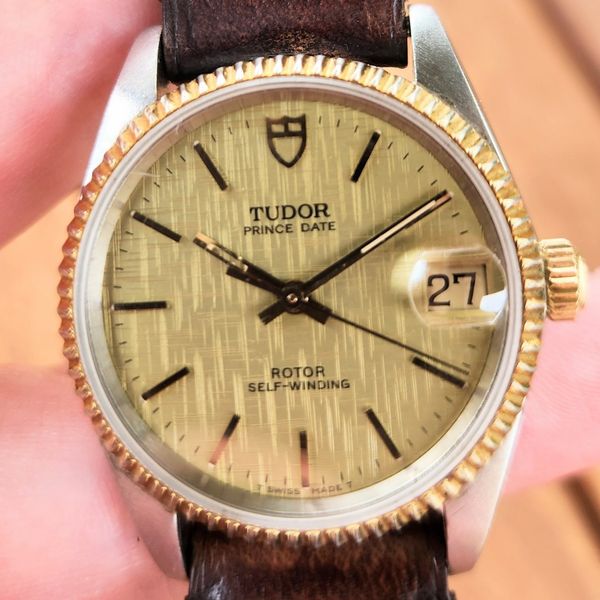 TUDOR Prince Date 72033 14K Gold Plated Fluted Bezel Automatic Watch ...