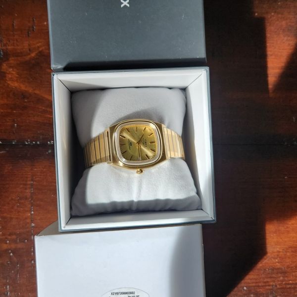 Timex Automatic 1983 E-Line Reissue 34mm with gold tone expansion band ...
