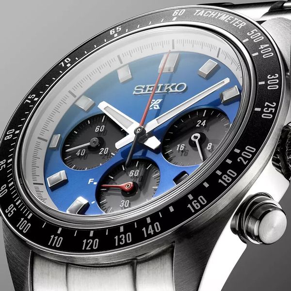 Seiko SSC931 SpeedTimer Watch Light Blue Dial Solar Chronograph 100 ...