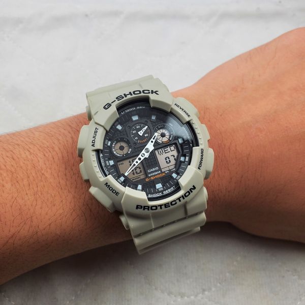 CASIO G-SHOCK PROTECTION GA-100SD CREAMY BEIGE ANA-DIGI ALARM WATCH NEW ...
