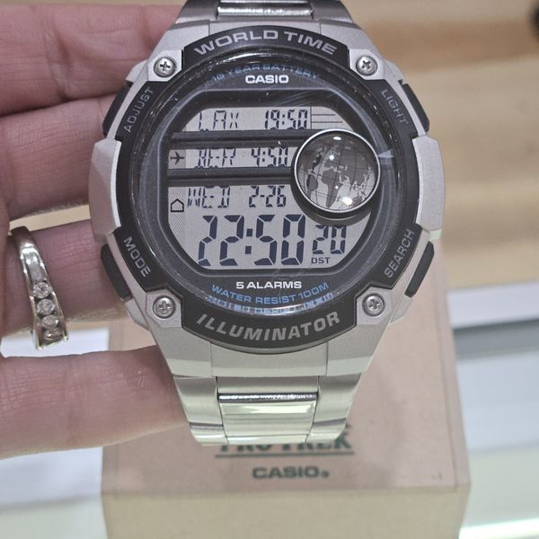 Casio AE-3000W Men's Quartz Black Resin/Steel Multi Time Band Digital ...