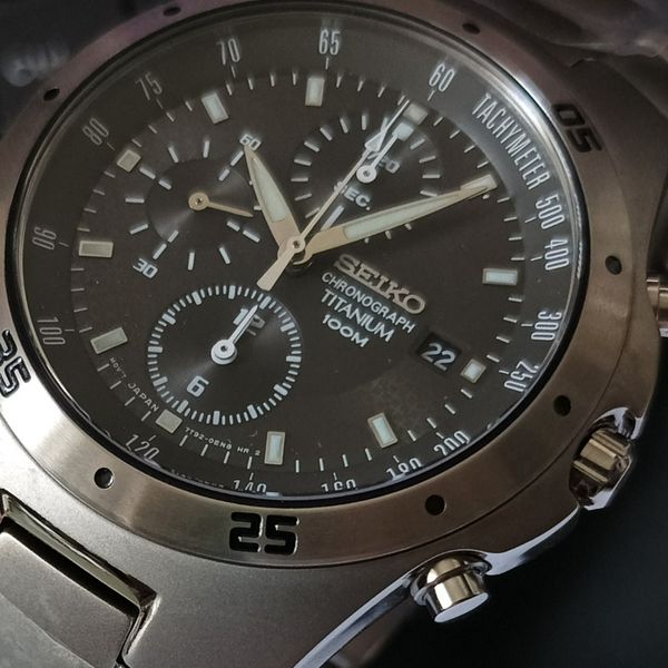 102 Grams Full Titanium Brand New Seiko Tachymeter Chronograph SND419P1 ...