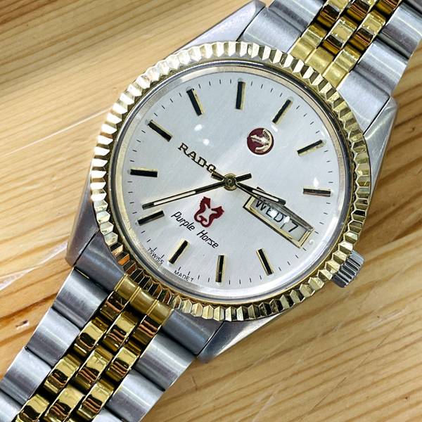 RADO Purple Horse Vintage Automatic Day-Date Jubilee Bracelet Rare Dial ...