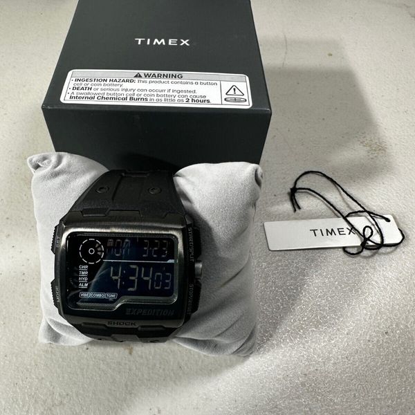 Timex Expedition Grid Shock with Black Resin Strap Indiglo Negative ...