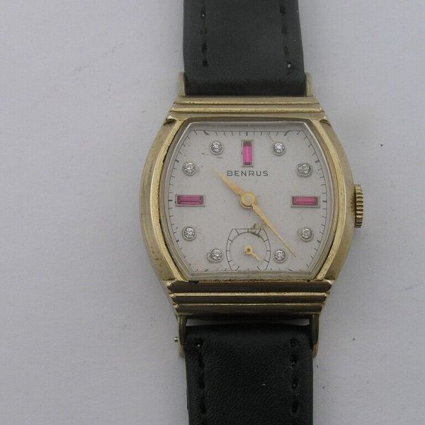 Vintage Benrus Watch Fancy Dial & Case 1950's 7 Jewels Cal CW2 ...