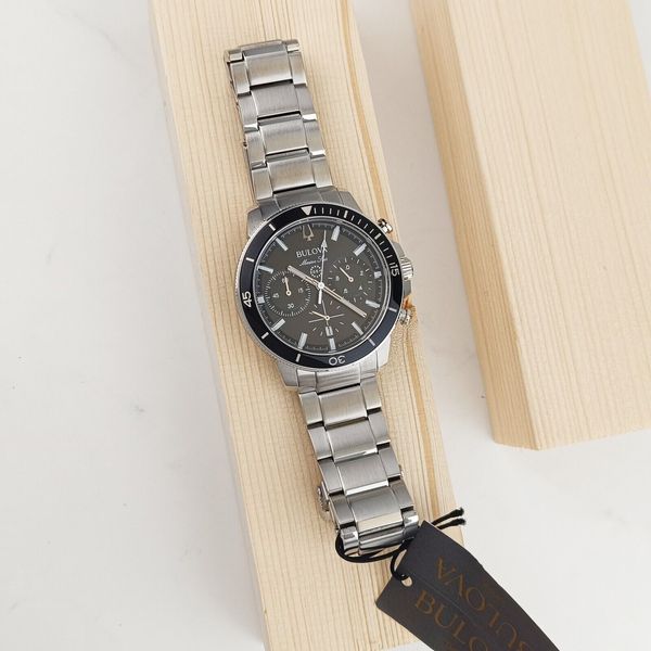 Bulova Marine Star 96B272 Quartz Men's Black/Silver New Chronograph ...