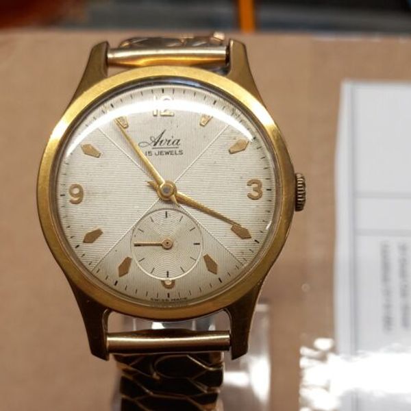 VINTAGE AVIA I 15 JEWELS MECHANICAL MANS WATCH. WORKING ORDER ...
