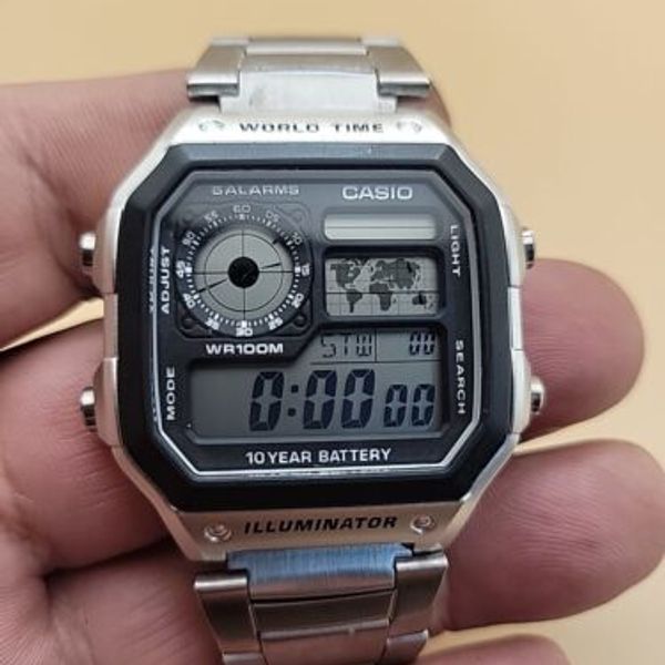 Casio Illuminator Watch AE-1200WH Men's World Time Chronograph Alarm ...