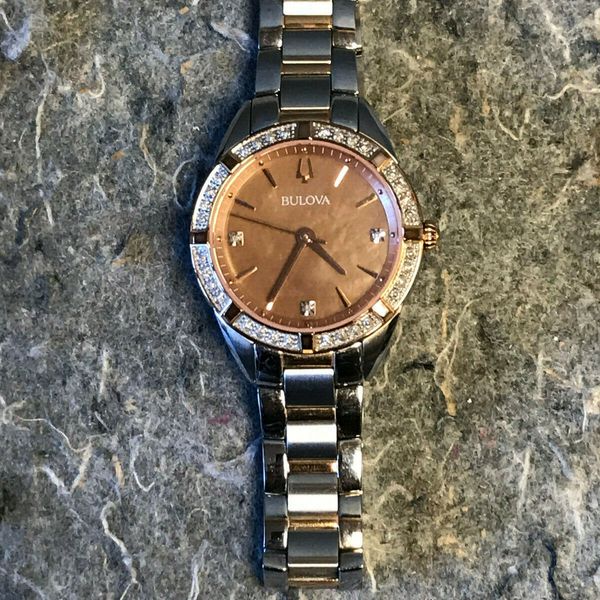 Bulova 98R264 Women's Sutton Diamond Accent Two-Tone Rose Gold MOP 32 ...