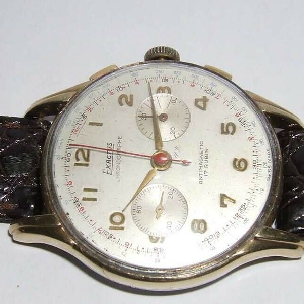 Vintage EXACTUS Chronograph Men's WristWatch 17 jewel anti magnetic ...